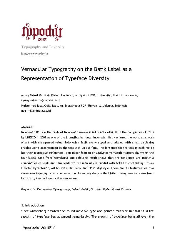 (PDF) Vernacular Typography on the Batik Label as a Representation of ...