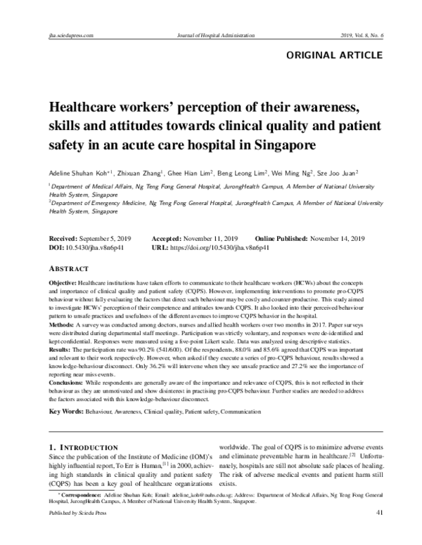 (PDF) Risk Perception and Impact of Severe Acute Respiratory Syndrome (SARS) on Work and ...