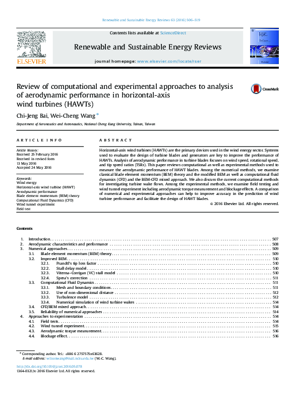 (PDF) Review of computational and experimental approaches to analysis of aerodynamic performance ...