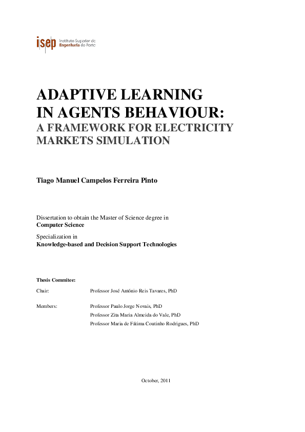 (PDF) Adaptive learning in agents behaviour: A framework for electricity markets simulation ...