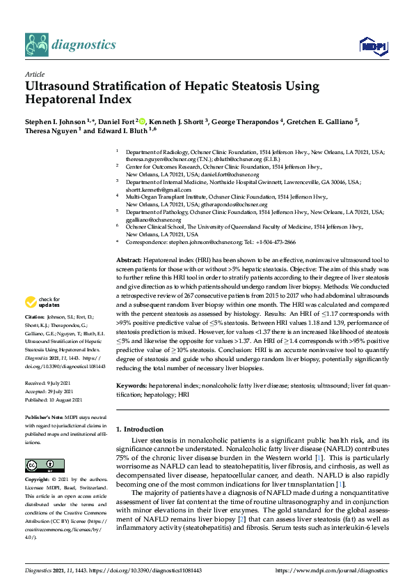 (PDF) Ultrasound Stratification of Hepatic Steatosis Using Hepatorenal ...