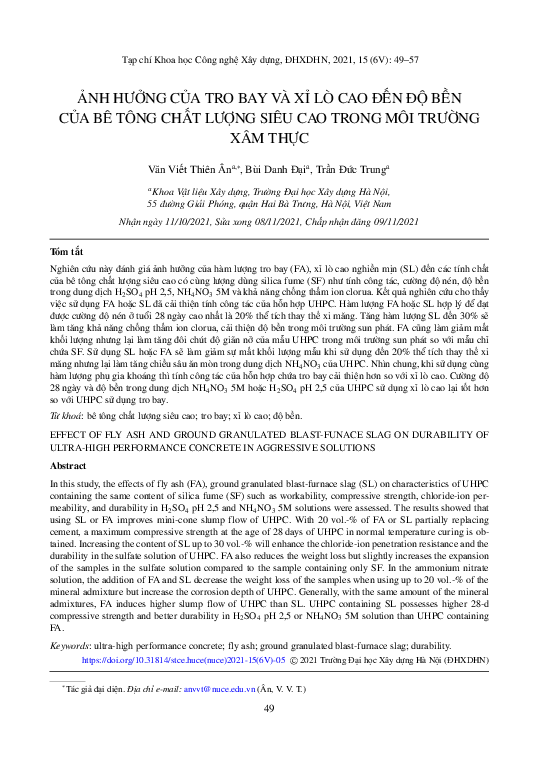 (PDF) Ảnh Hưởng Của Tro Bay Và Xỉ Lò Cao Đến Độ Bền Của Bê Tông Chất ...