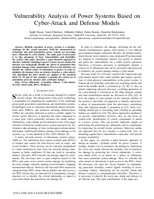 (PDF) Vulnerability analysis of power systems based on cyber-attack and ...