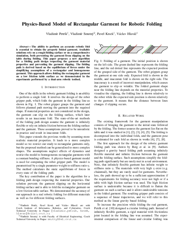 (PDF) Physics-based model of a rectangular garment for robotic folding