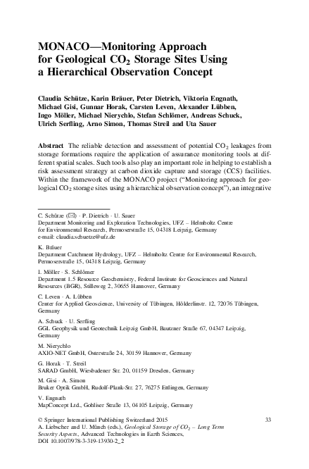 (PDF) MONACO—Monitoring Approach for Geological CO2 Storage Sites Using ...