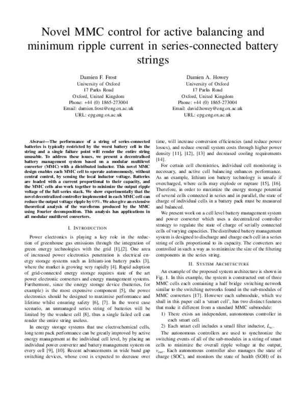 (PDF) Novel MMC control for active balancing and minimum ripple current ...