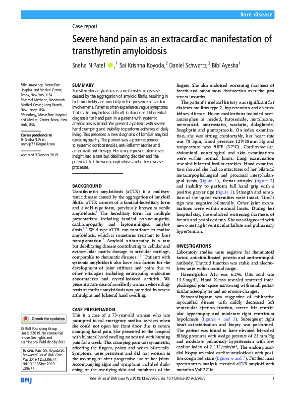 (PDF) Severe hand pain as an extracardiac manifestation of ...