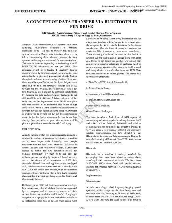 (PDF) A Concept of Data Transfer via Bluetooth in Pen Drive