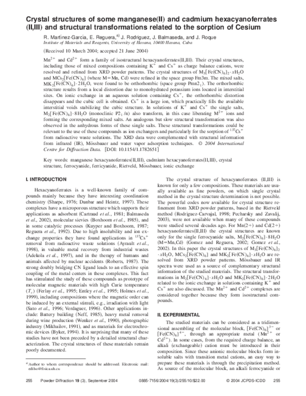 (PDF) Crystal structures of some manganese(II) and cadmium ...