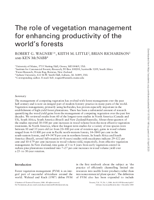 (PDF) The role of vegetation management for enhancing productivity of ...
