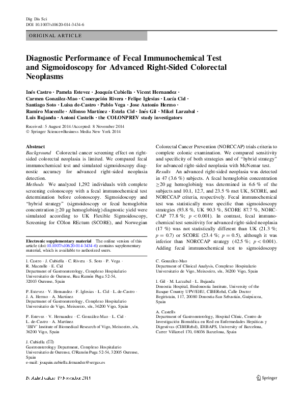 (PDF) Diagnostic Performance of Fecal Immunochemical Test and ...
