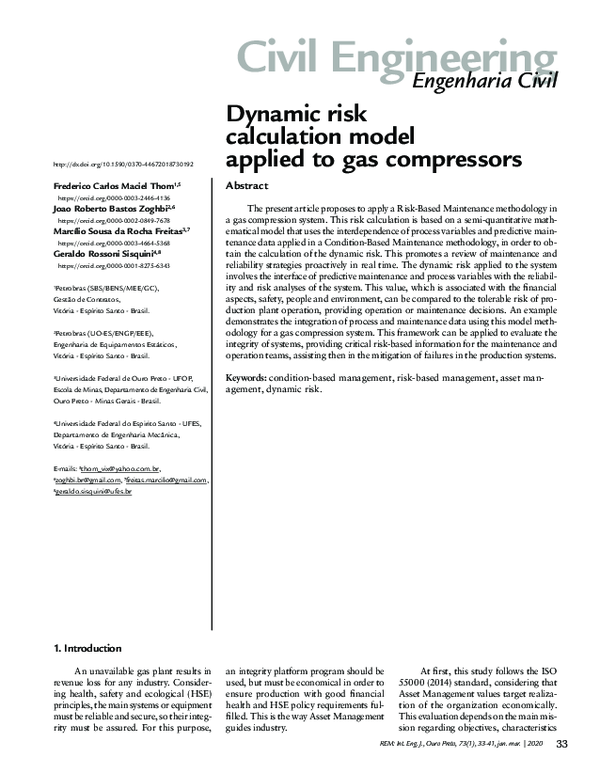 (PDF) Dynamic risk calculation model applied to gas compressor