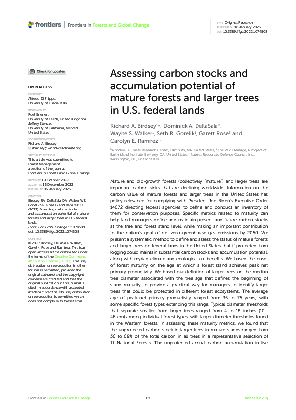 (PDF) Assessing carbon stocks and accumulation potential of mature ...