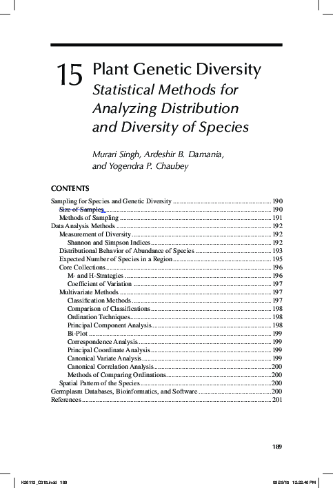 (PDF) Plant Genetic Diversity: Statistical Methods for Analyzing ...