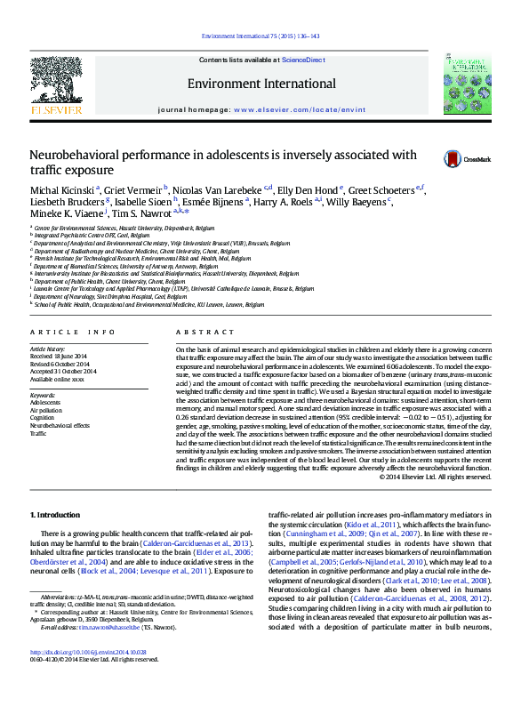 (PDF) Neurobehavioral performance in adolescents is inversely ...