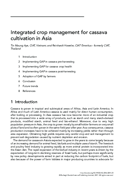 (PDF) Integrated crop management for cassava cultivation in Asia