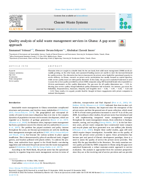 (PDF) Cleaner Waste Systems