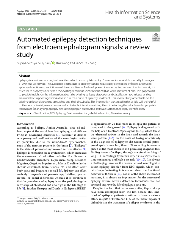 Pdf Automated Epilepsy Detection Techniques From Electroencephalogram