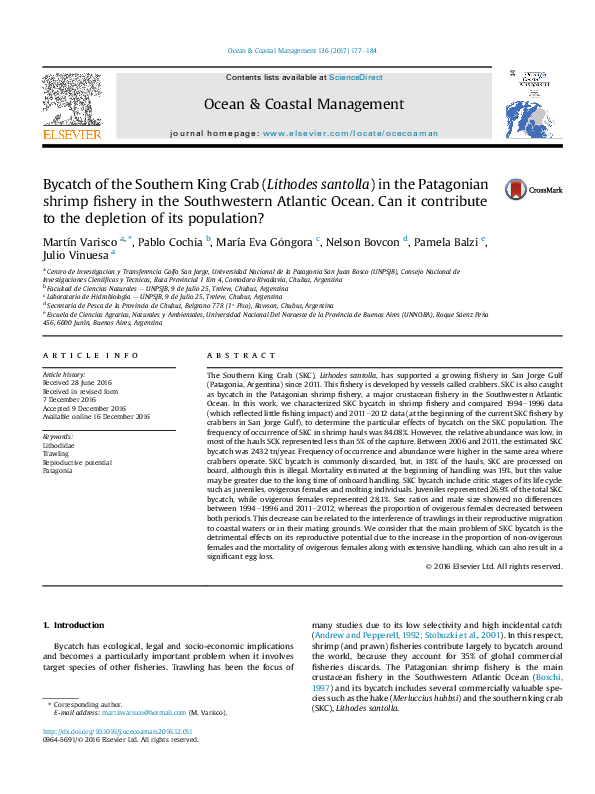 (PDF) Bycatch of the Southern King Crab ( Lithodes santolla ) in the ...