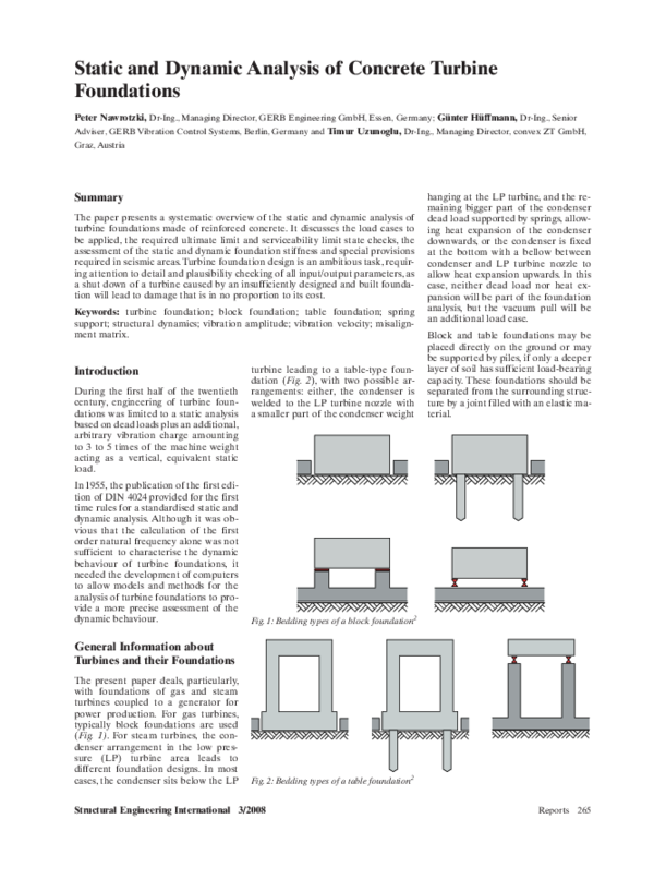 (PDF) Static and Dynamic Analysis of Concrete Turbine Foundations