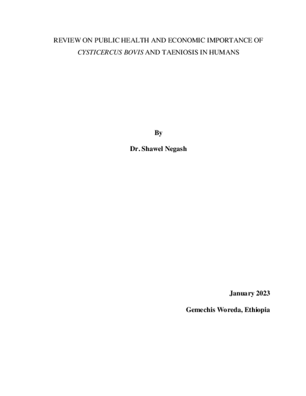 (PDF) REVIEW ON PUBLIC HEALTH AND ECONOMIC IMPORTANCE OF CYSTICERCUS ...