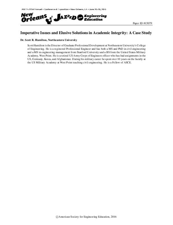 (PDF) Imperative Issues and Elusive Solutions in Academic Integrity: A ...