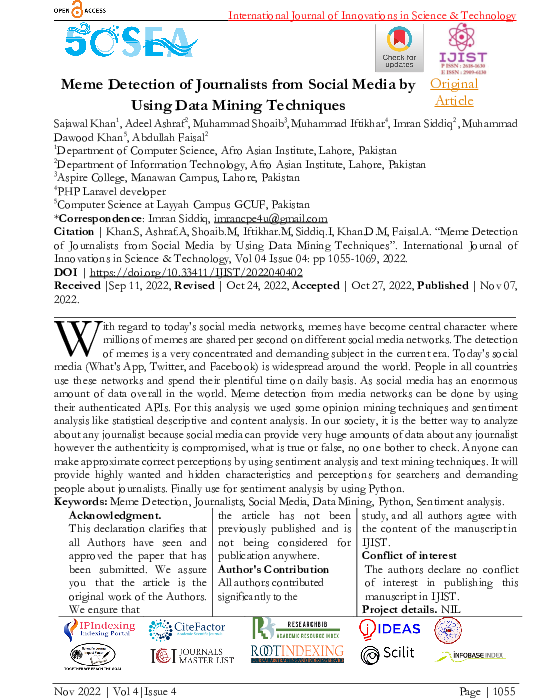 (PDF) Detecting Journalists' Memes on Social Media Using Data Mining