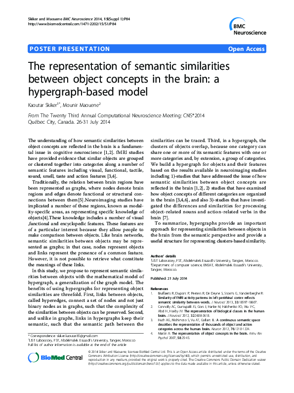 (PDF) The representation of semantic similarities between object concepts in the brain: a ...