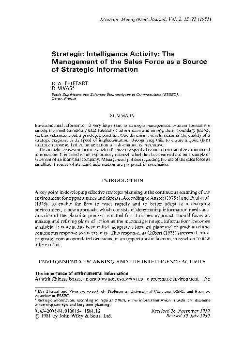 (PDF) Strategic intelligence activity: The management of the sales ...