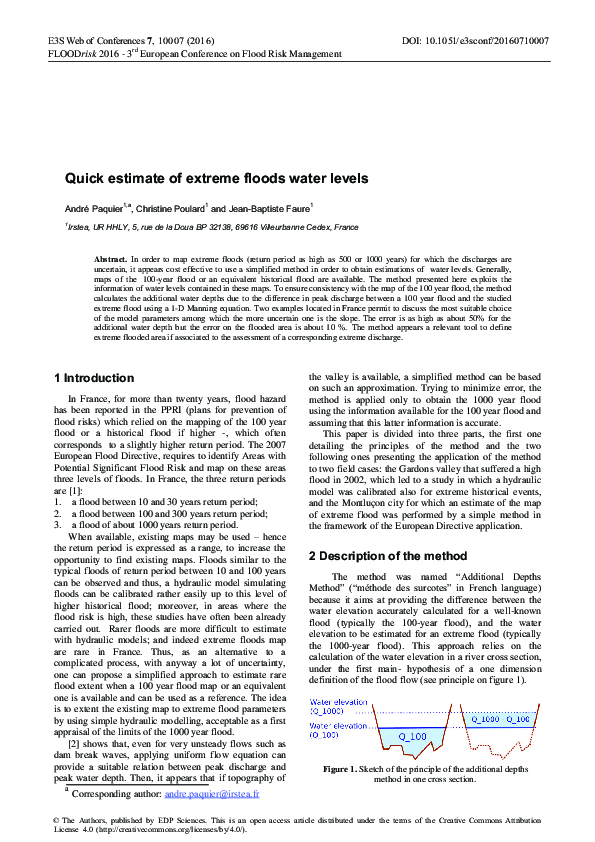 (PDF) Estimating Extreme Flood Water Levels Efficiently