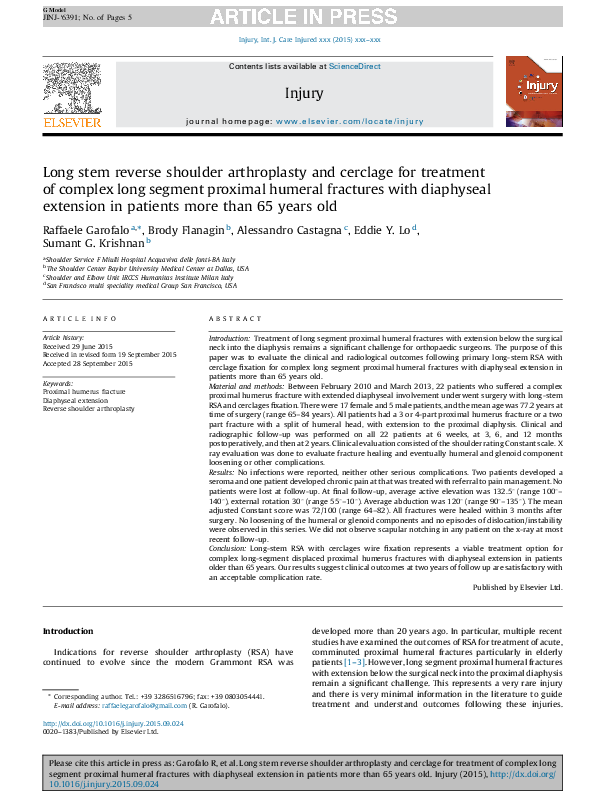 (PDF) Long stem reverse shoulder arthroplasty and cerclage for ...