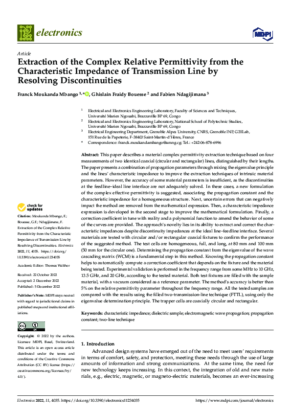 (PDF) Extraction of the Complex Relative Permittivity from the ...