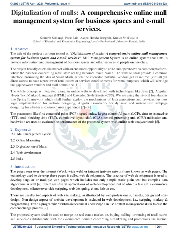 (PDF) Digitalization of malls: A comprehensive online mall management system for business spaces ...