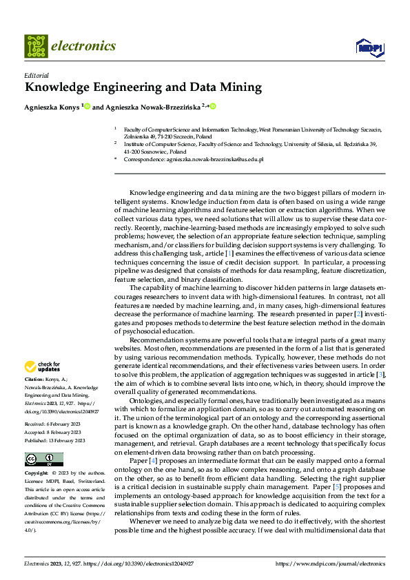 (PDF) Knowledge Engineering and Data Mining | Agnieszka Nowak-Brzezińska - Academia.edu
