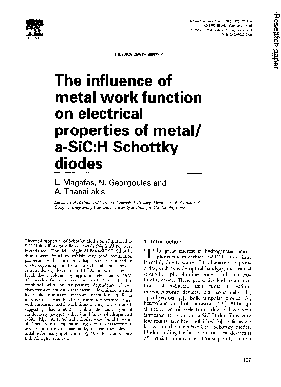 (PDF) The influence of metal work function on electrical properties of ...