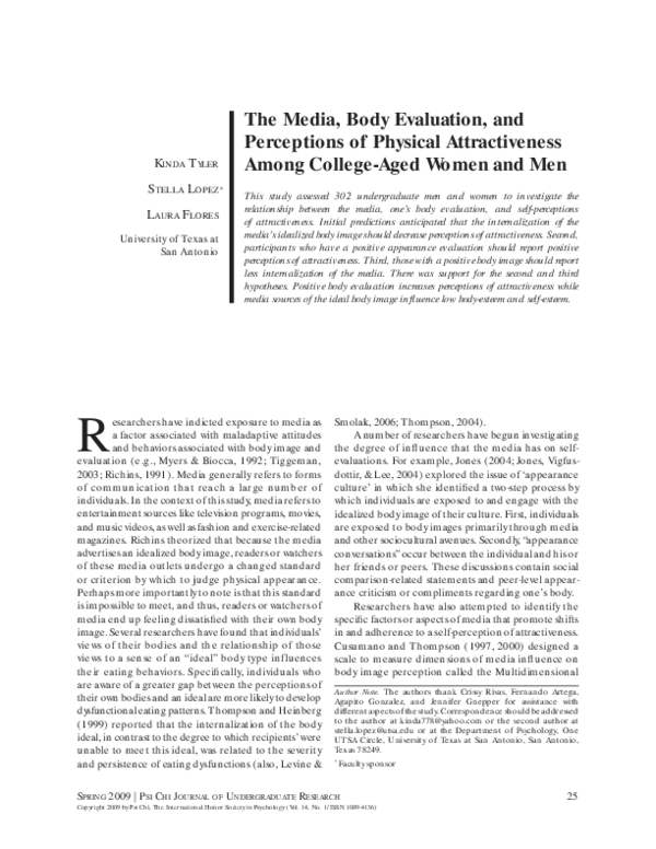 (PDF) The Media, Body Evaluation, and Perceptions of Physical ...