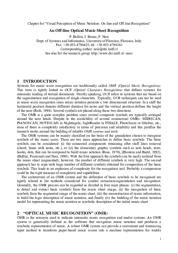 (PDF) An Off-Line Optical Music Sheet Recognition