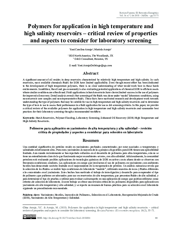 (PDF) Polymers for application in high temperature and high salinity ...