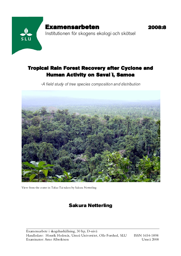 (PDF) Tropical rain forest recovery after cyclone and human activity on ...