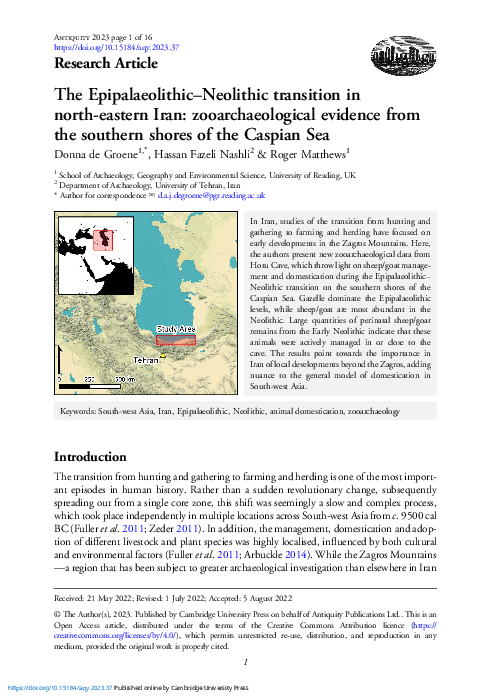 (PDF) The Epipalaeolithic-Neolithic transition in north-eastern Iran ...