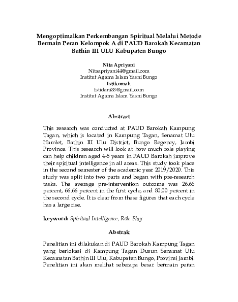 (PDF) Mengoptimalkan Perkembangan Spiritual Melalui Metode Bermain ...