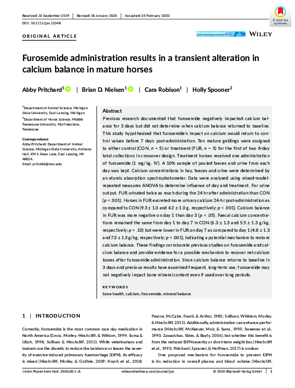 (PDF) Furosemide administration results in a transient alteration in ...