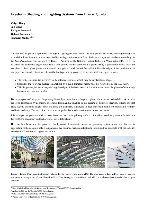 (PDF) Freeform Shading and Lighting Systems from Planar Quads