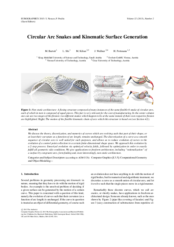 (PDF) Circular Arc Snakes and Kinematic Surface Generation | Helmut ...