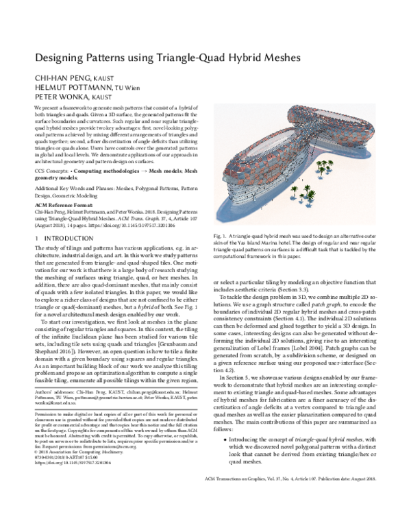 (PDF) Designing patterns using triangle-quad hybrid meshes