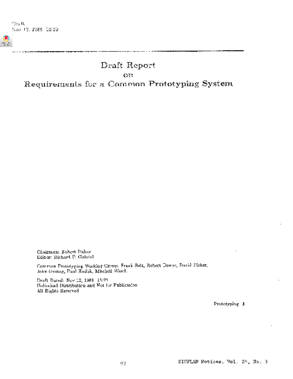 (PDF) Draft report on requirements for a common prototyping system
