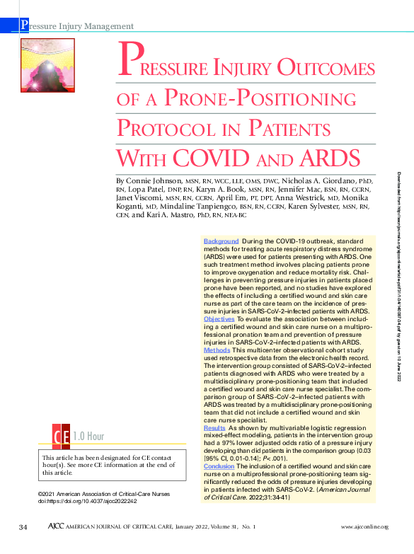 (PDF) Pressure Injury Outcomes of a Prone-Positioning Protocol in ...