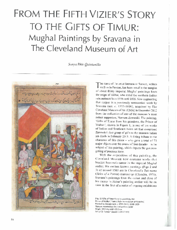 (PDF) From the Fifth Vizier's Story to the Gifts of Timur: Mughal ...
