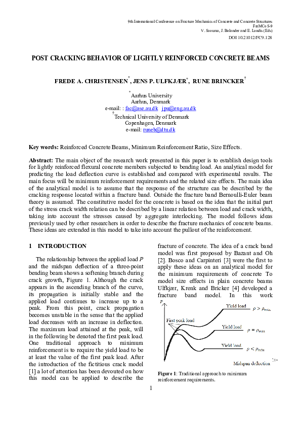 (PDF) Post cracking behavior of lightly reinforced concrete beams