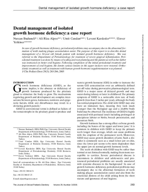 (PDF) Dental management of isolated growth hormone deficiency: a case ...